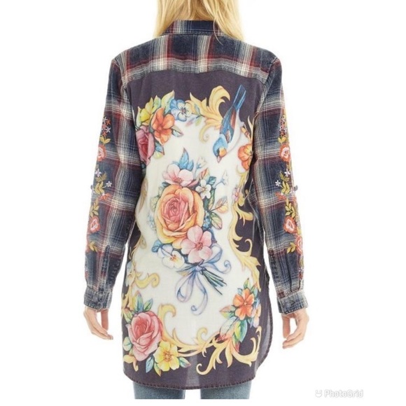 Aratta | Tops | Nwt Aratta Size Small Barbara Shirt In Denim Blue Wash ...